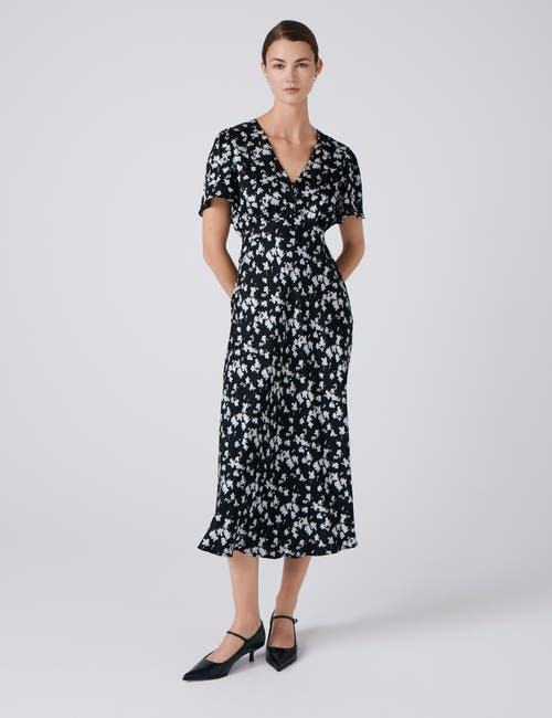 GHOST LONDON Ghost London Floral Satin Midi Tea Dress